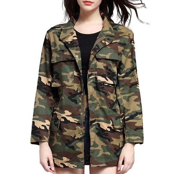 HAODUOYI | Jackets & Coats | Camouflage Utility Jacket Camo Jacket M L ...